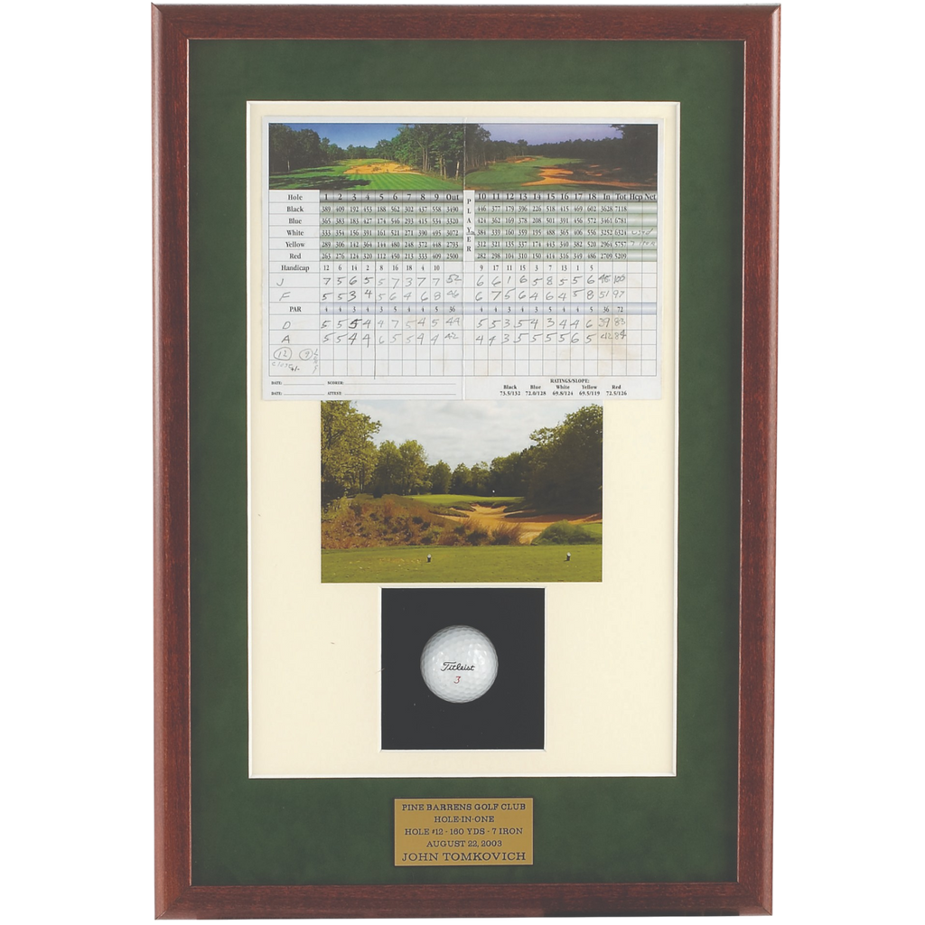 Rosewood Framed Hole-In-One Shadow Box with Photo, Ball, Scorecard and