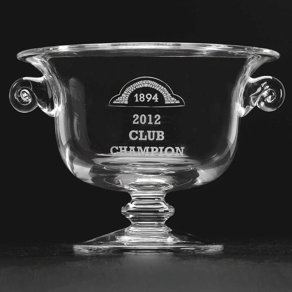 Champion Mouth Blown Crystal Centerpiece Trophy